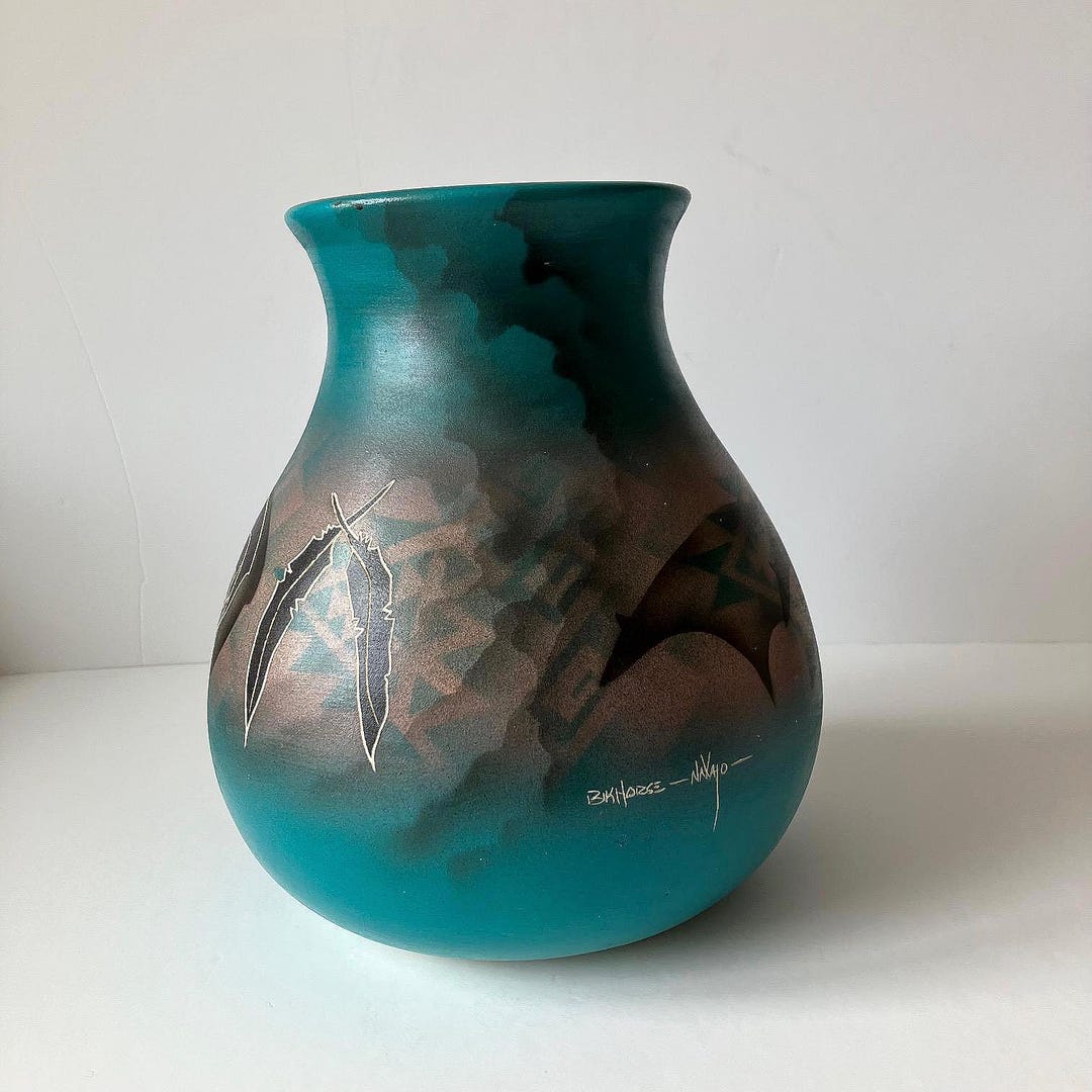 Navajo Vase Hozoni Pottery Artist Signed Large Vintage - Etsy