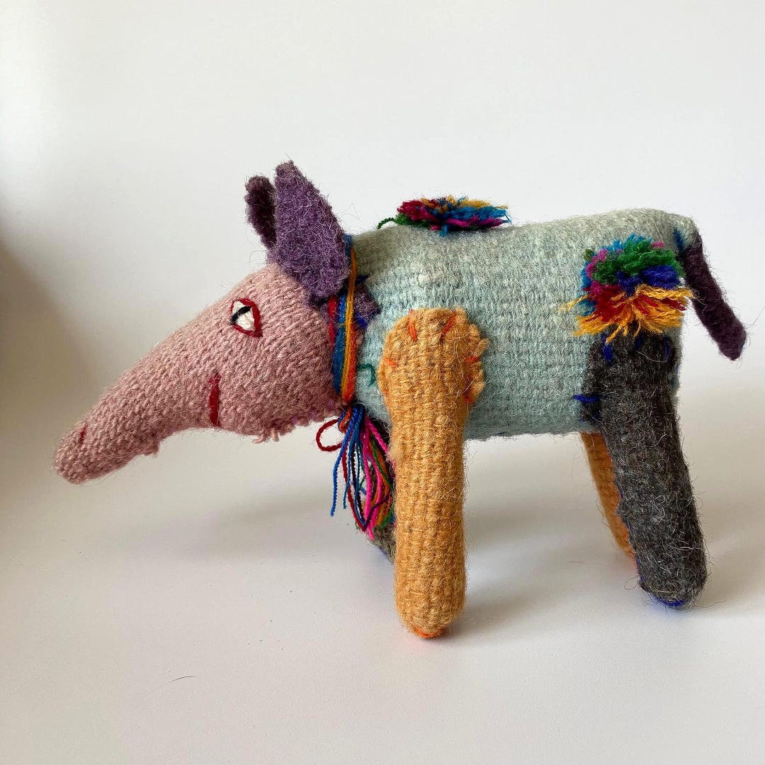 Vintage Anteater Primitive Folk Art Stuffed Animal Decor Fully ...