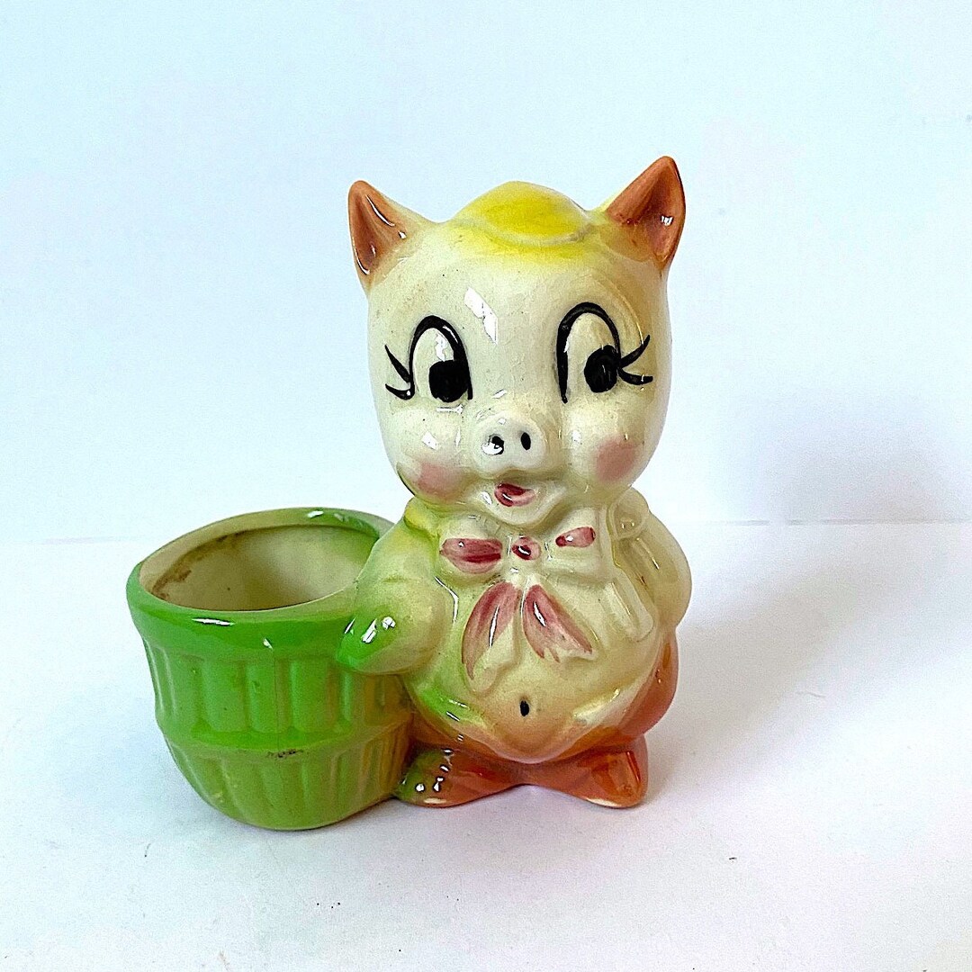 Shawnee Pottery Porky Pig Planter 3 Anthropomorphic Pig Boy MCM Vintage ...