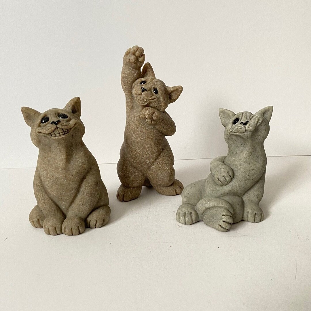 3 Quarry Critters Cats by Second Nature Design Carla Caz Chico Vintage ...