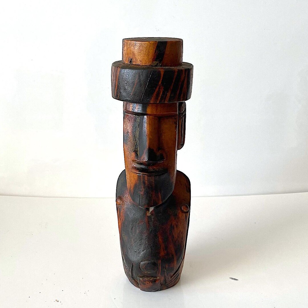 Easter Island MOAI Hand Carved Wooden Statue Vintage - Etsy
