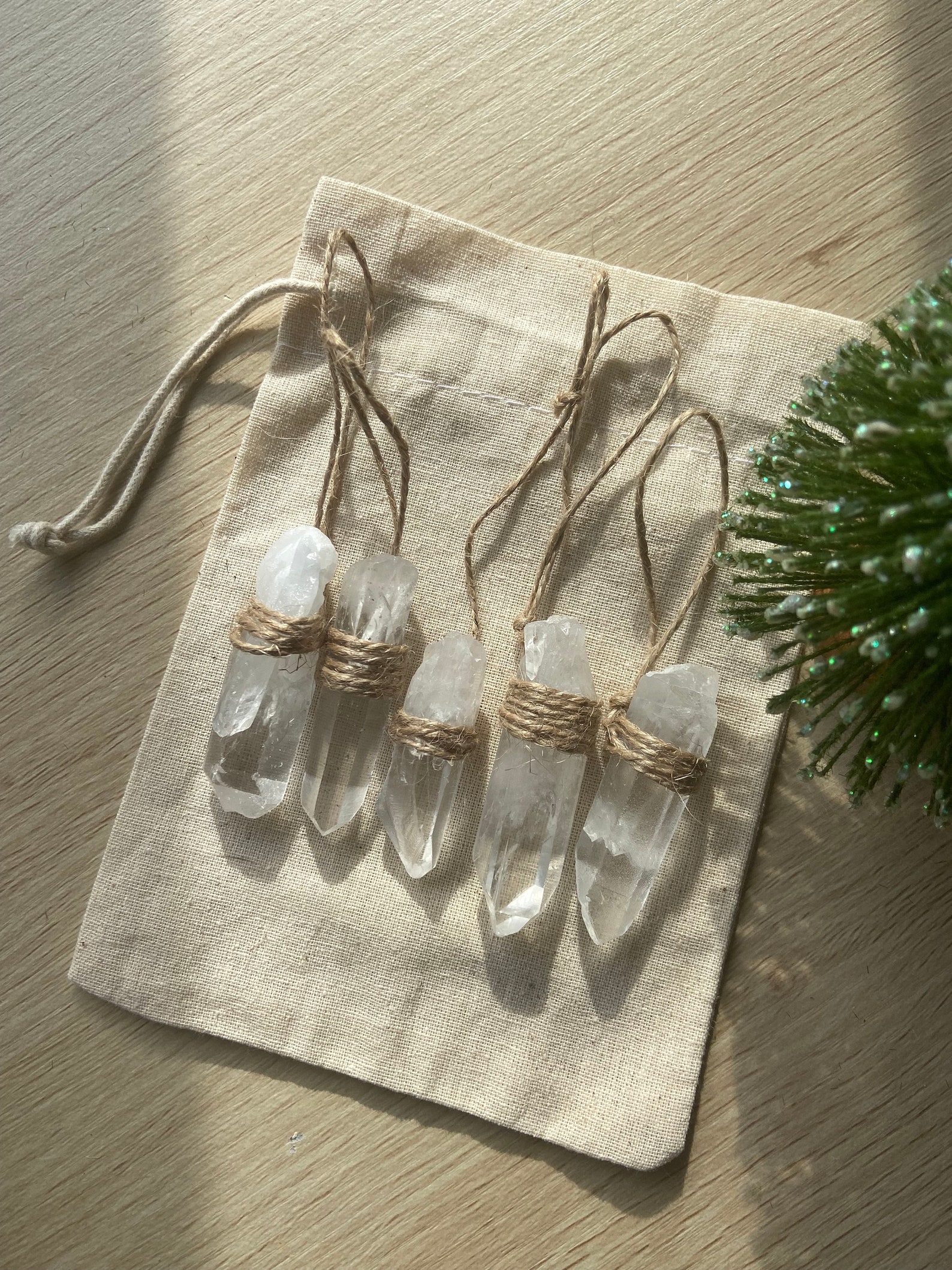 Crystal Christmas Tree Decorations, Clear Quartz, Tree Ornaments, - Etsy