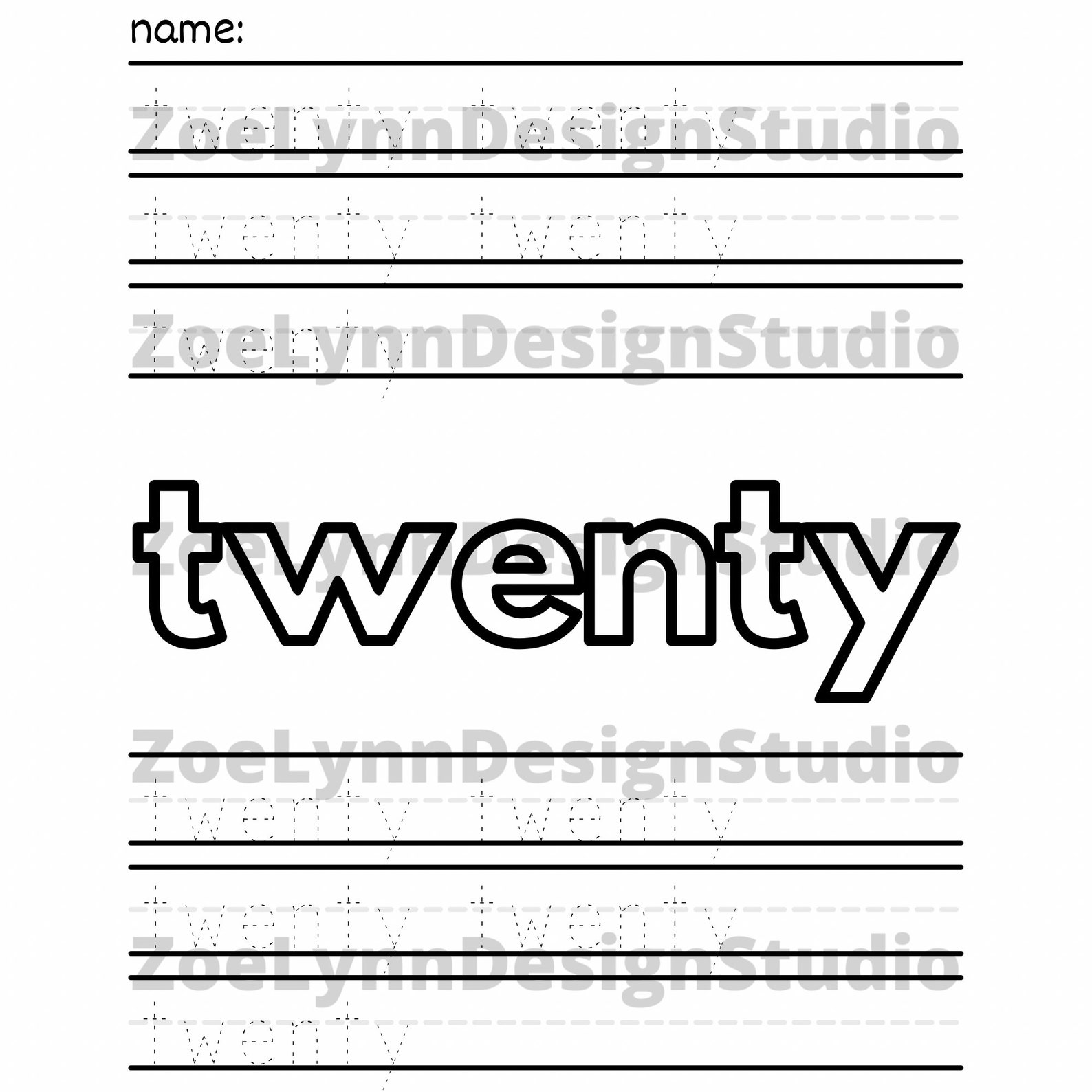 Printable Number Word Handwriting Sheets, Number Word Tracing, Early ...