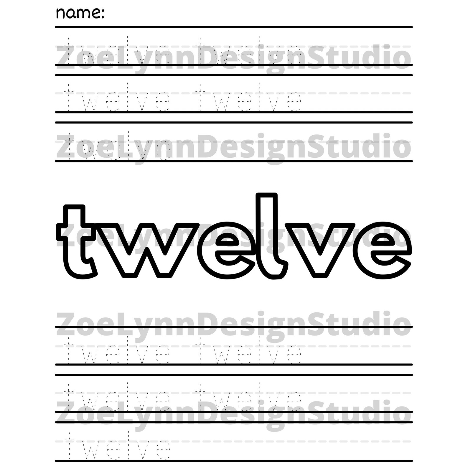 Printable Number Word Handwriting Sheets, Number Word Tracing, Early ...
