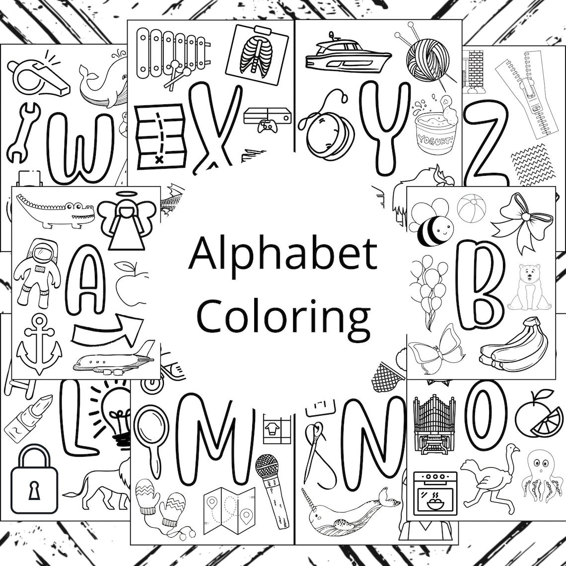 Printable Alphabet Coloring Pages, Alphabet Coloring Book, Alphabet ...