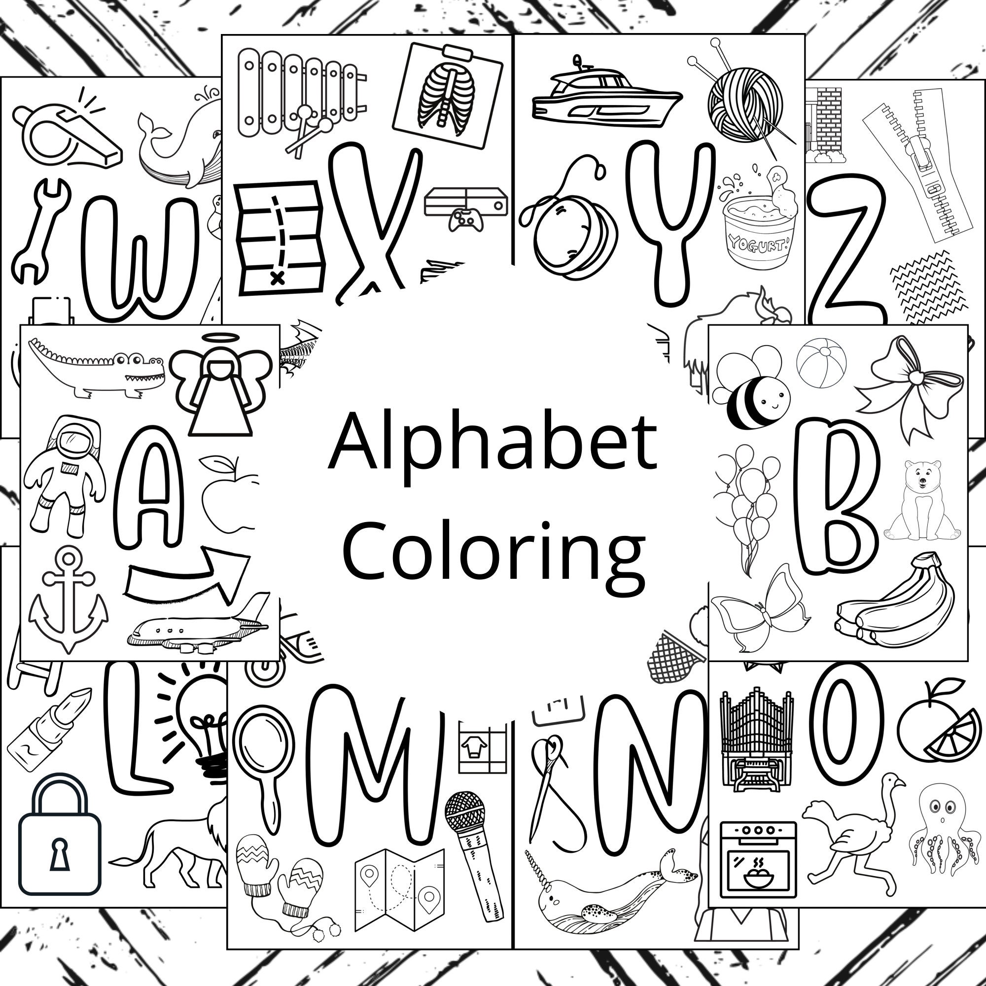 Printable Alphabet Coloring Pages, Alphabet Coloring Book, Alphabet ...