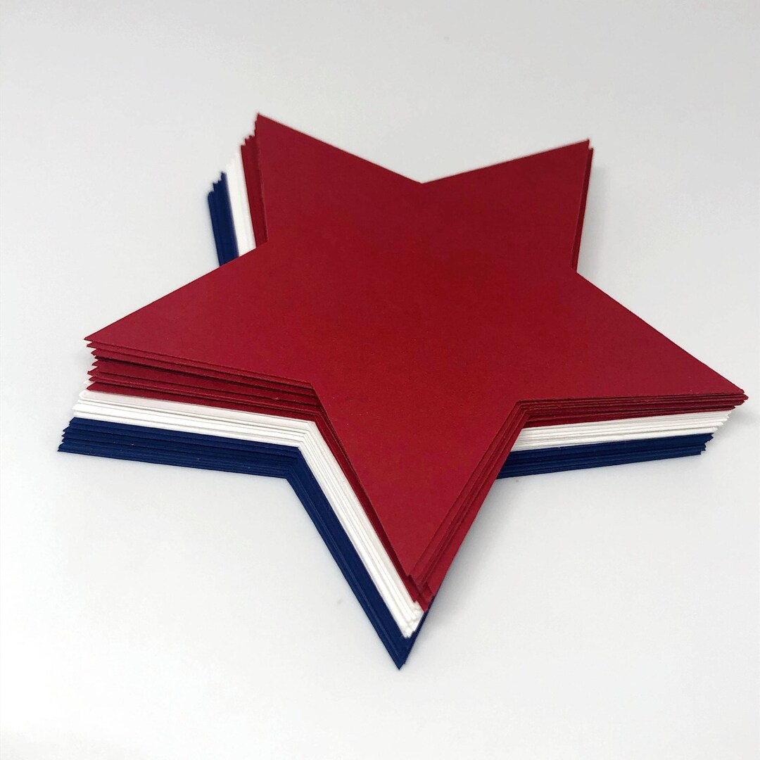 30 Red White and Blue Star Cut Outs Star Cardstock Paper Die - Etsy