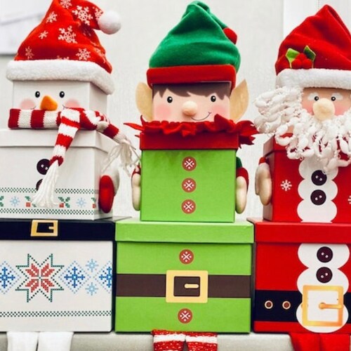 Stackable Elf Christmas Gift Boxes Nested Christmas Eve Box - Etsy