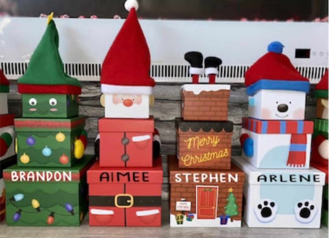Christmas Personalised Customised Stacking Gift Boxes - Etsy UK