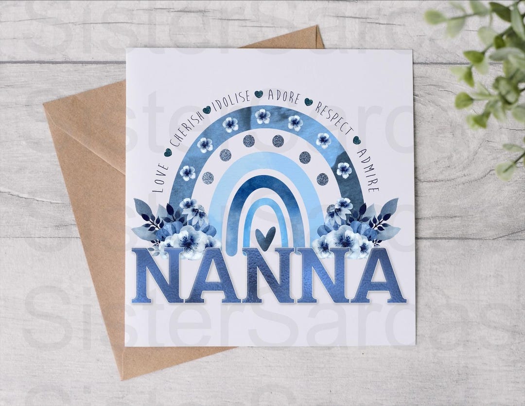 Nanna Blue Floral - Card for Nanna - Mother’s Day Card - Birthday Card ...