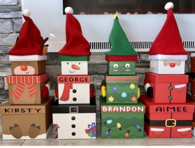 Christmas Personalised Customised Stacking Gift Boxes - Etsy UK