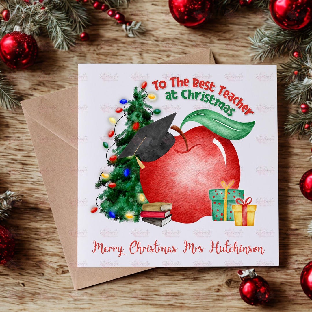 Teacher Christmas Card - Thank You Card - Special Teacher Christmas ...