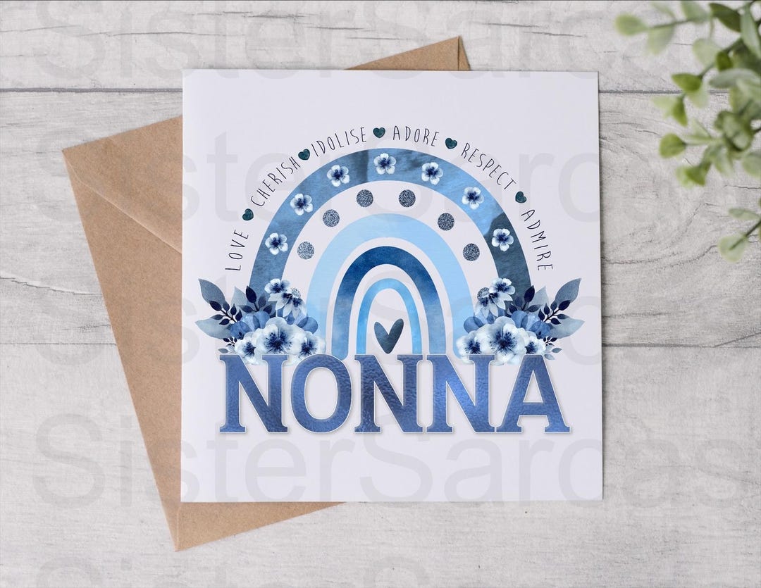 Nonna Blue Floral - Card for Nonna - Mother’s Day Card - Birthday Card ...