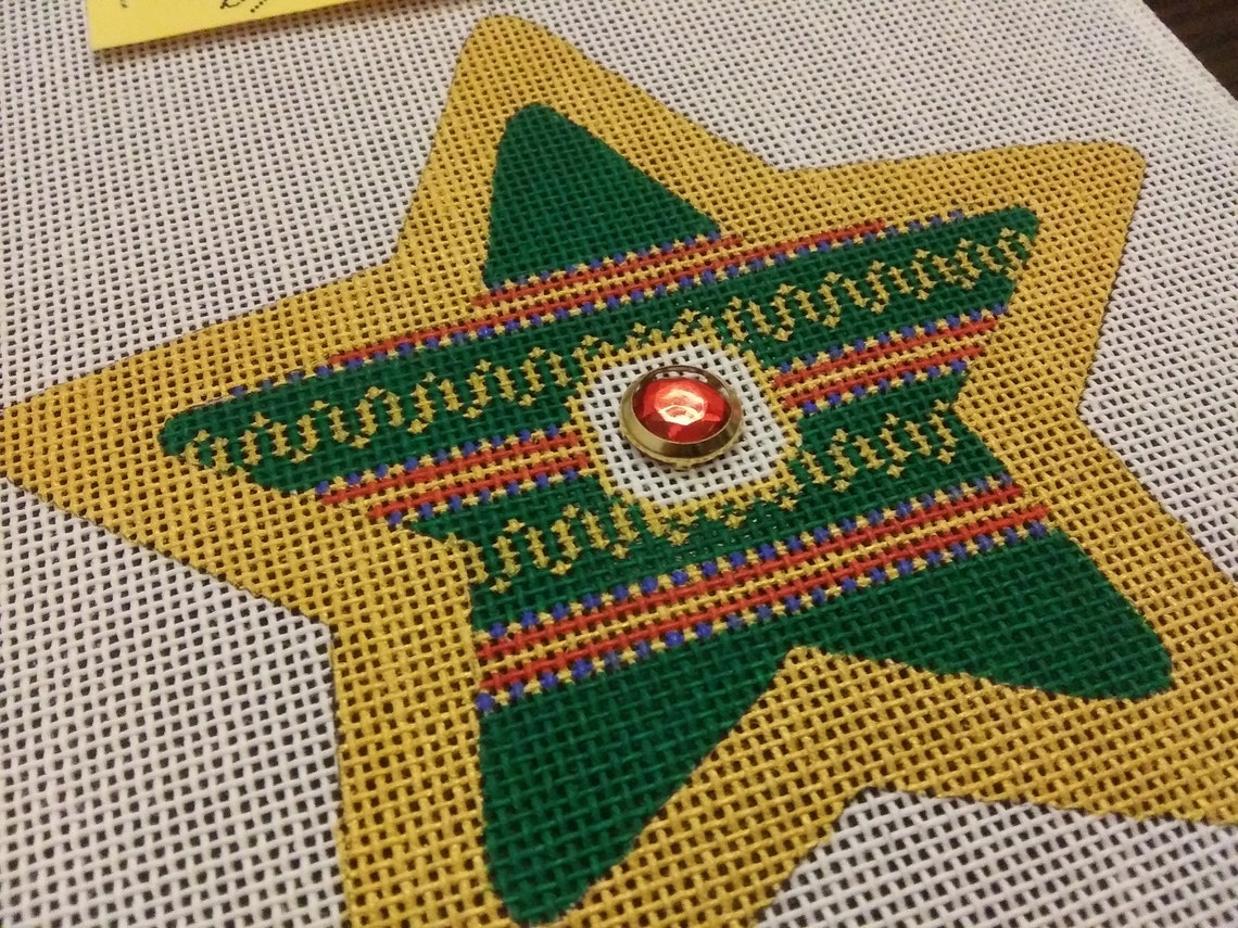 Embellished, Hand Painted Holiday Star Needlepoint Canvas - Etsy