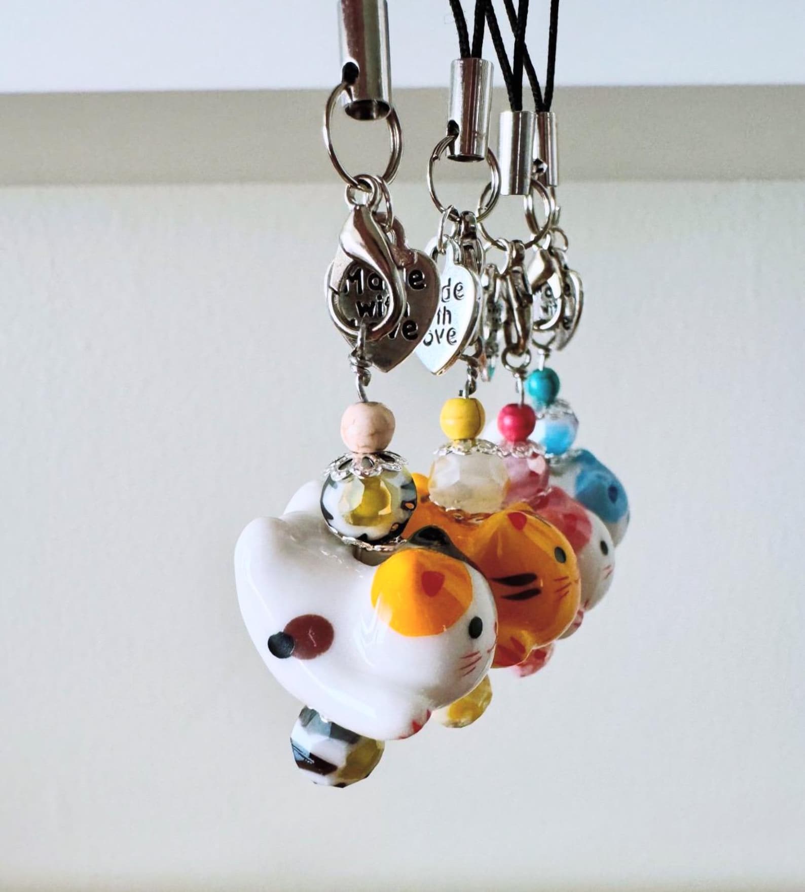 Handmade Ceramic Cat Keychain Charm - Etsy