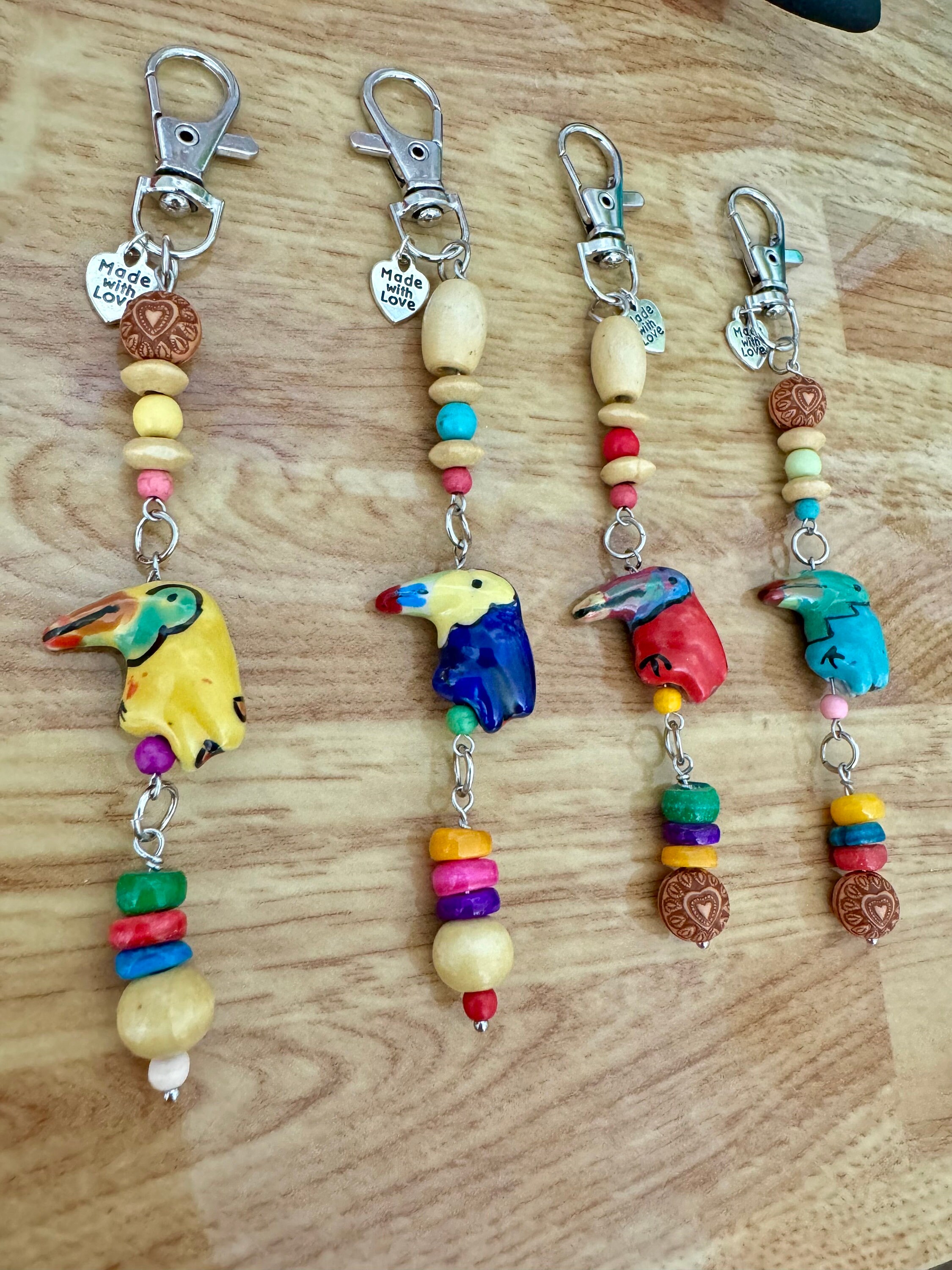 Handmade Ceramic Tropical Toucan Bird Keychain Charm - Etsy