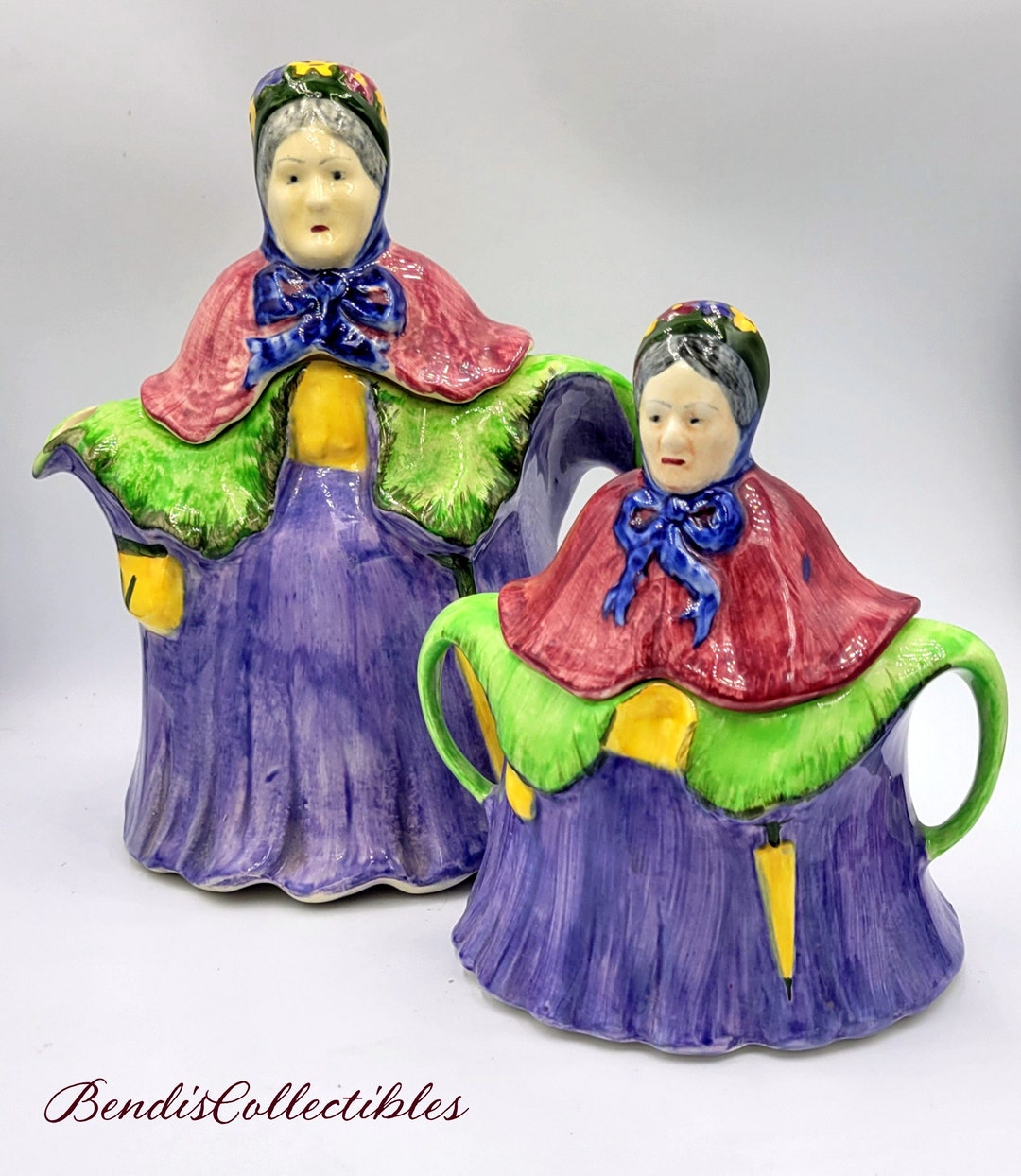 Vintage Old Lady Teapots. Made in England. @bendiscollectibles - Etsy