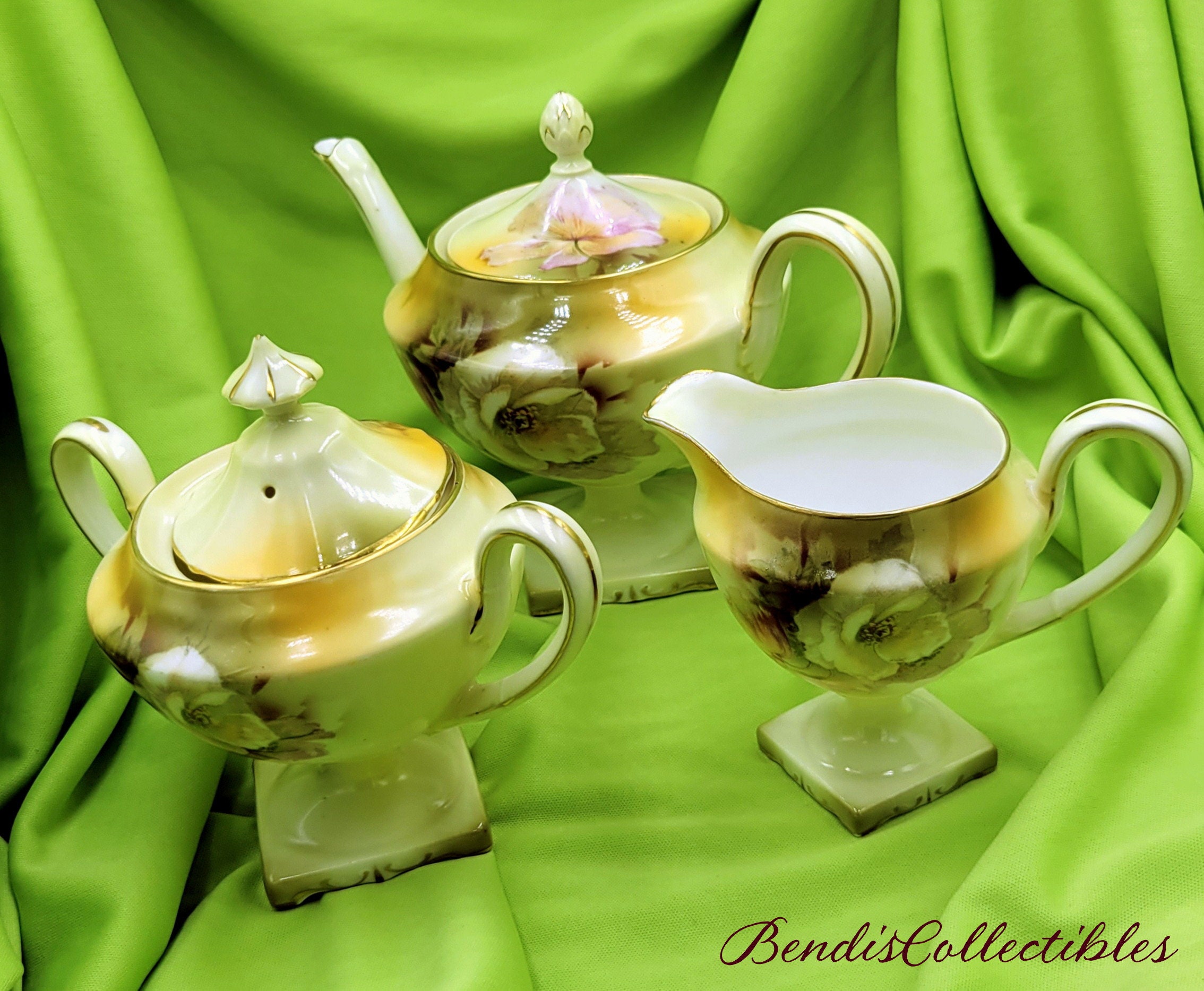 RARE Antique RS Prussia Tea Set. Creamer Sugar Teapot Set ...