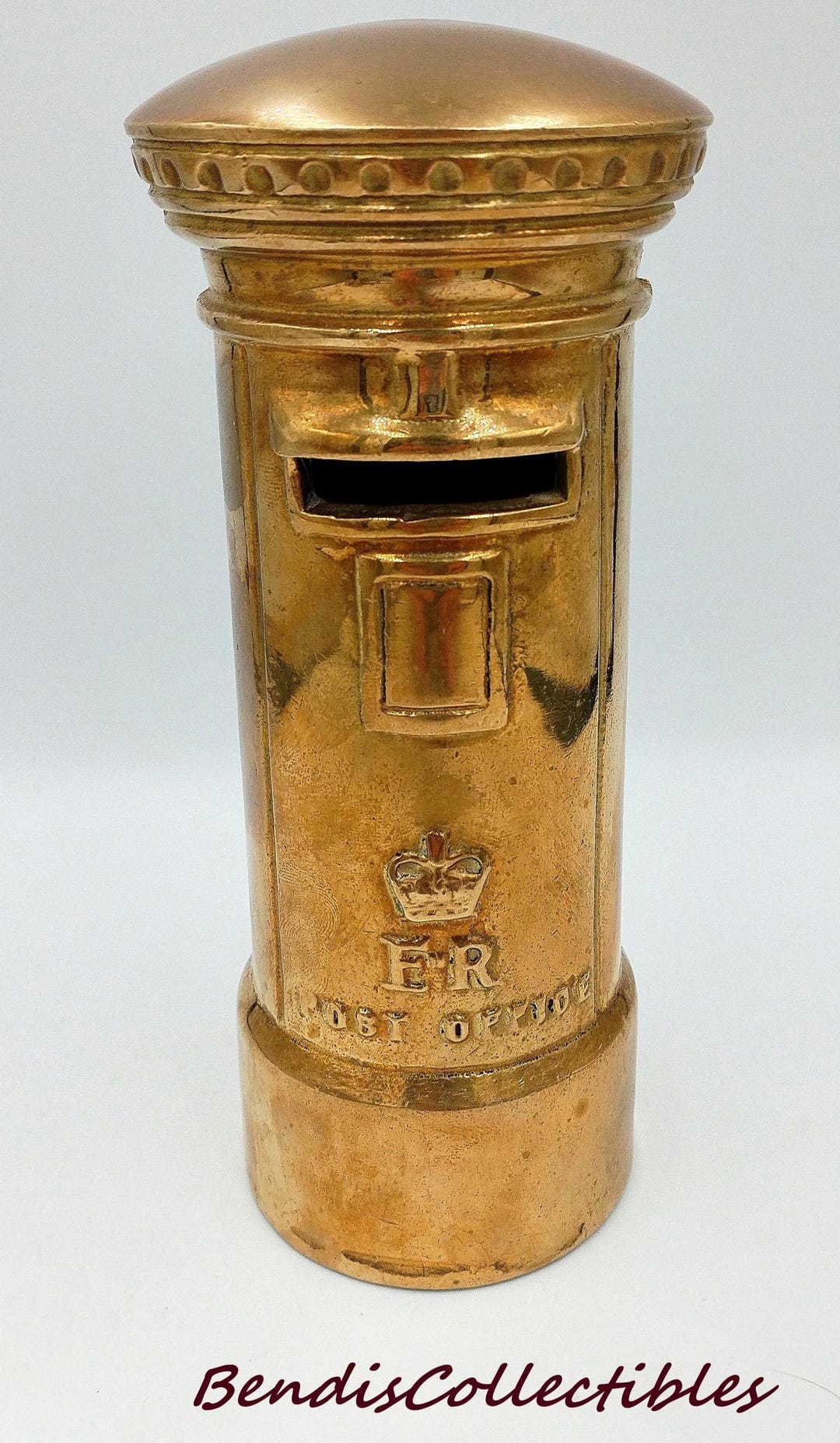 Vintage Brass Post Box Money Bank – Queen Elizabeth II, England 1930s ...