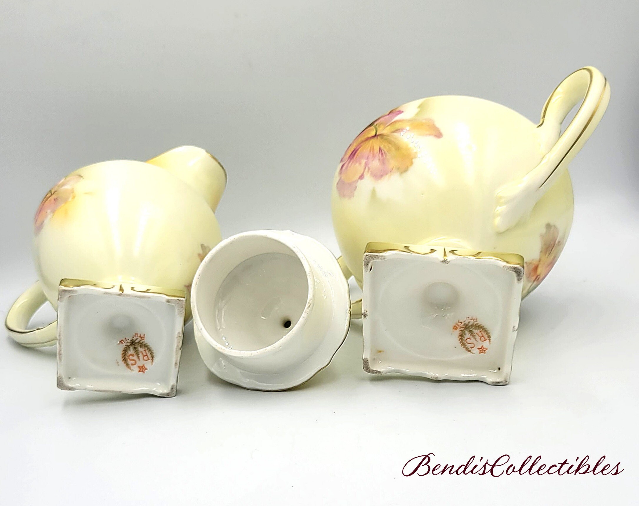 RARE Antique RS Prussia Tea Set. Creamer Sugar Teapot Set ...