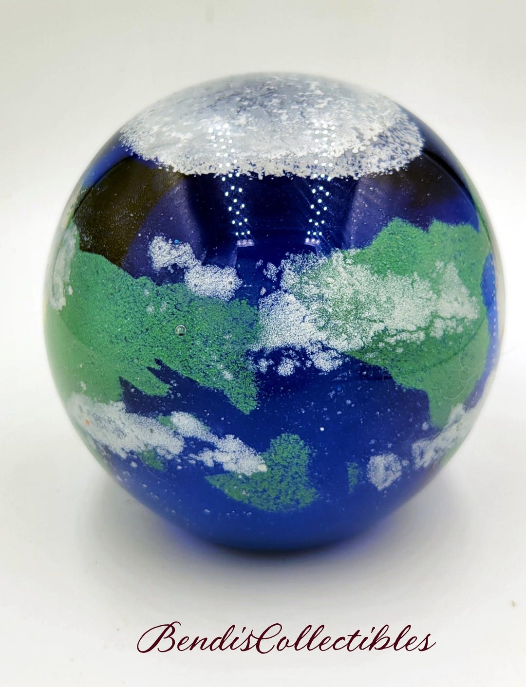Vintage Dynasty Gallery Art Glass Earth Paperweight: Hand Blown Globe ...