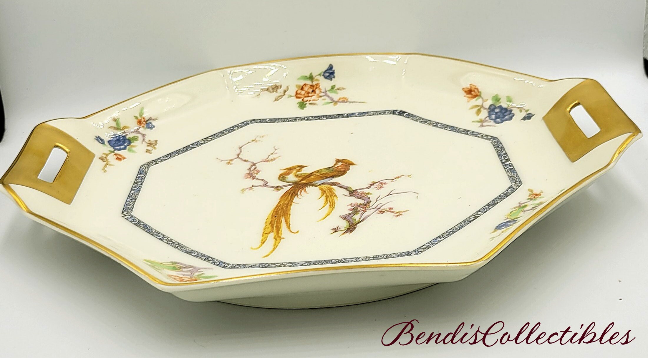 Antique RARE Limoges France. Birds of Paradise Octagonal Tray. Theodore ...