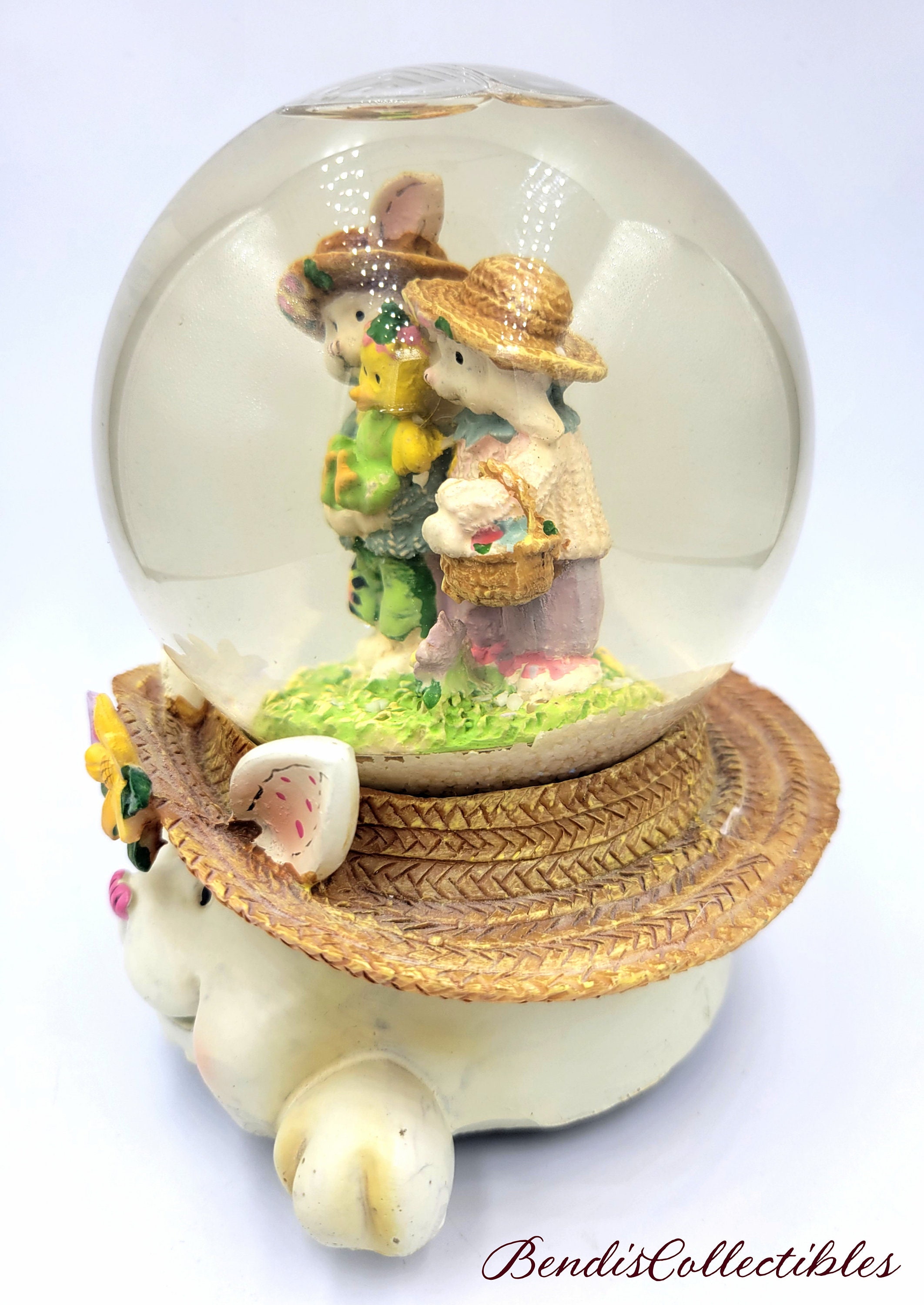 Vintage Music Box 3 Bunnies Rabits Themed, Bunny With Straw Hat ...