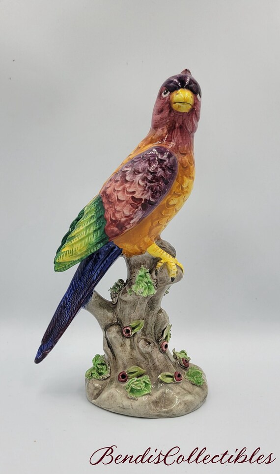 Vintage Majolica Parrot Figurine Statue Purple Magenta - Etsy