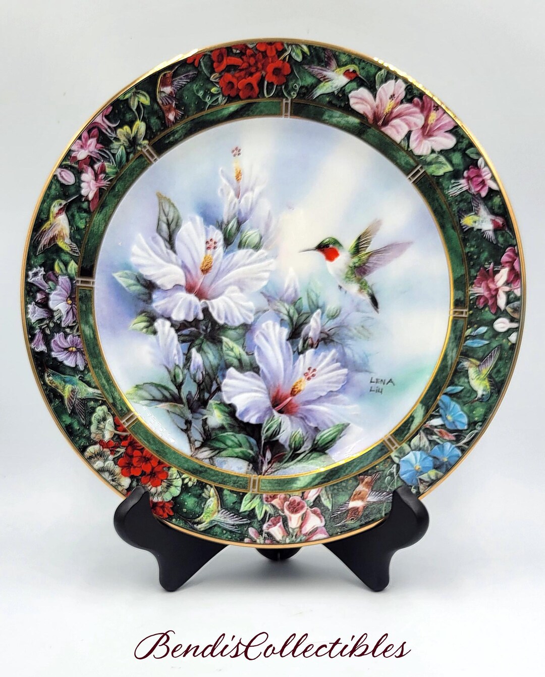 Vintage Lena Liu "first Hummingbird" Plate. Ruby Throated Treasury ...