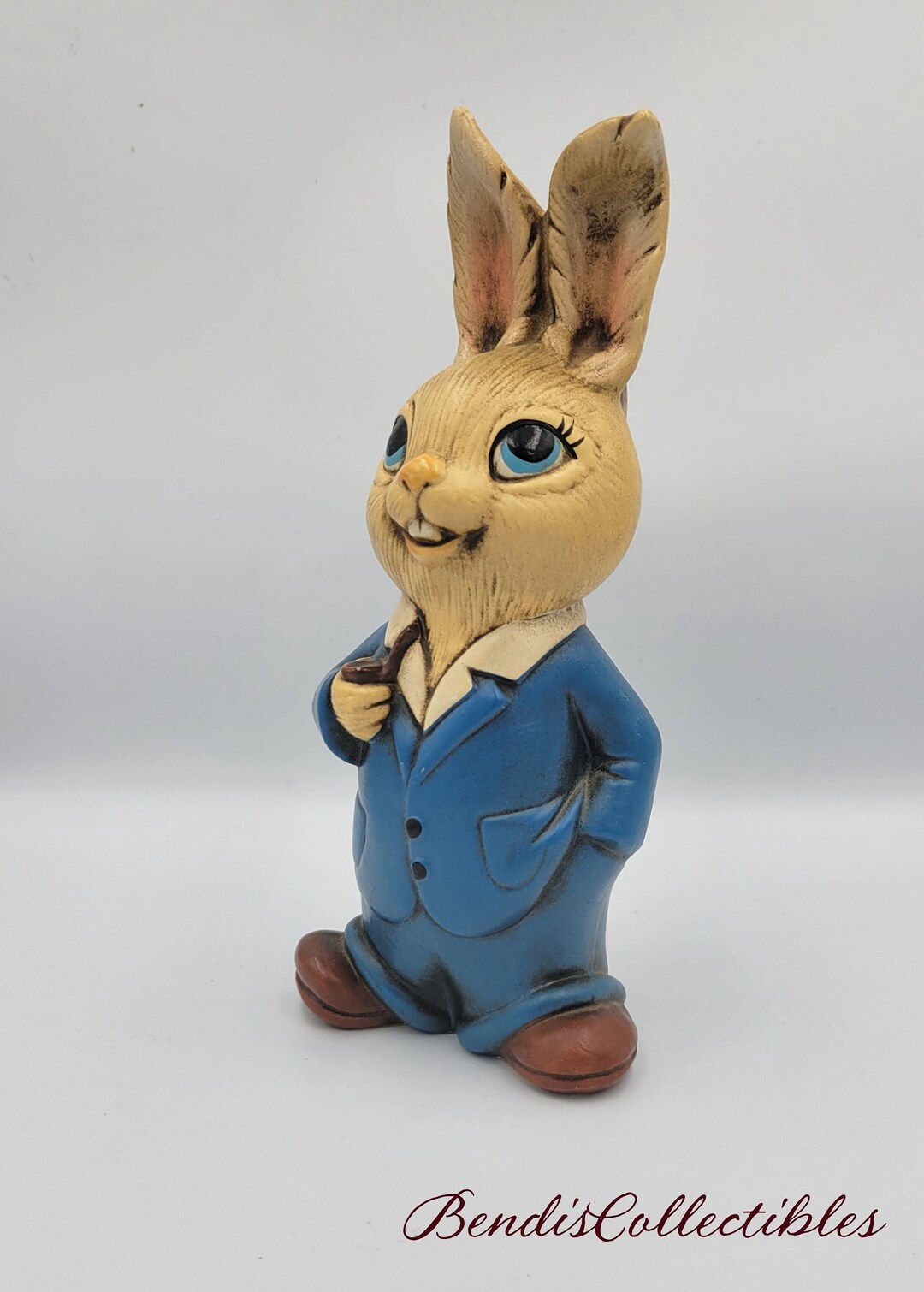 Vintage Bunny Figurine. Spring Easter Smoking Pipe Rabbit Figurine ...