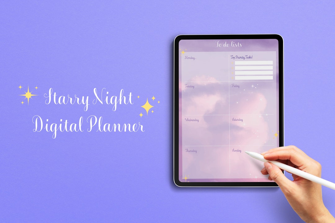 Starry Night Digital Planner | Downloadable | Organiser | Work Planner ...