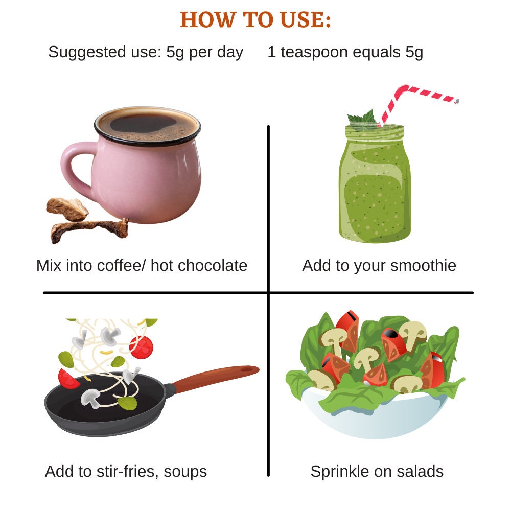 Mushroom Powder, Seven Mushrooms Superblend With Chaga, Reishi, Lion's ...