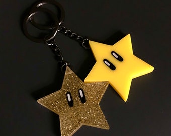 Mario Inspired Yellow Star Keyring / Keychain - Etsy