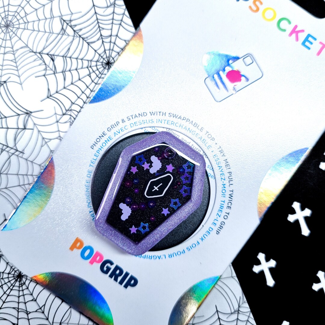 Pastel Goth Coffin Resin Shaker Phone Grip Phone Holder Stand Purple ...