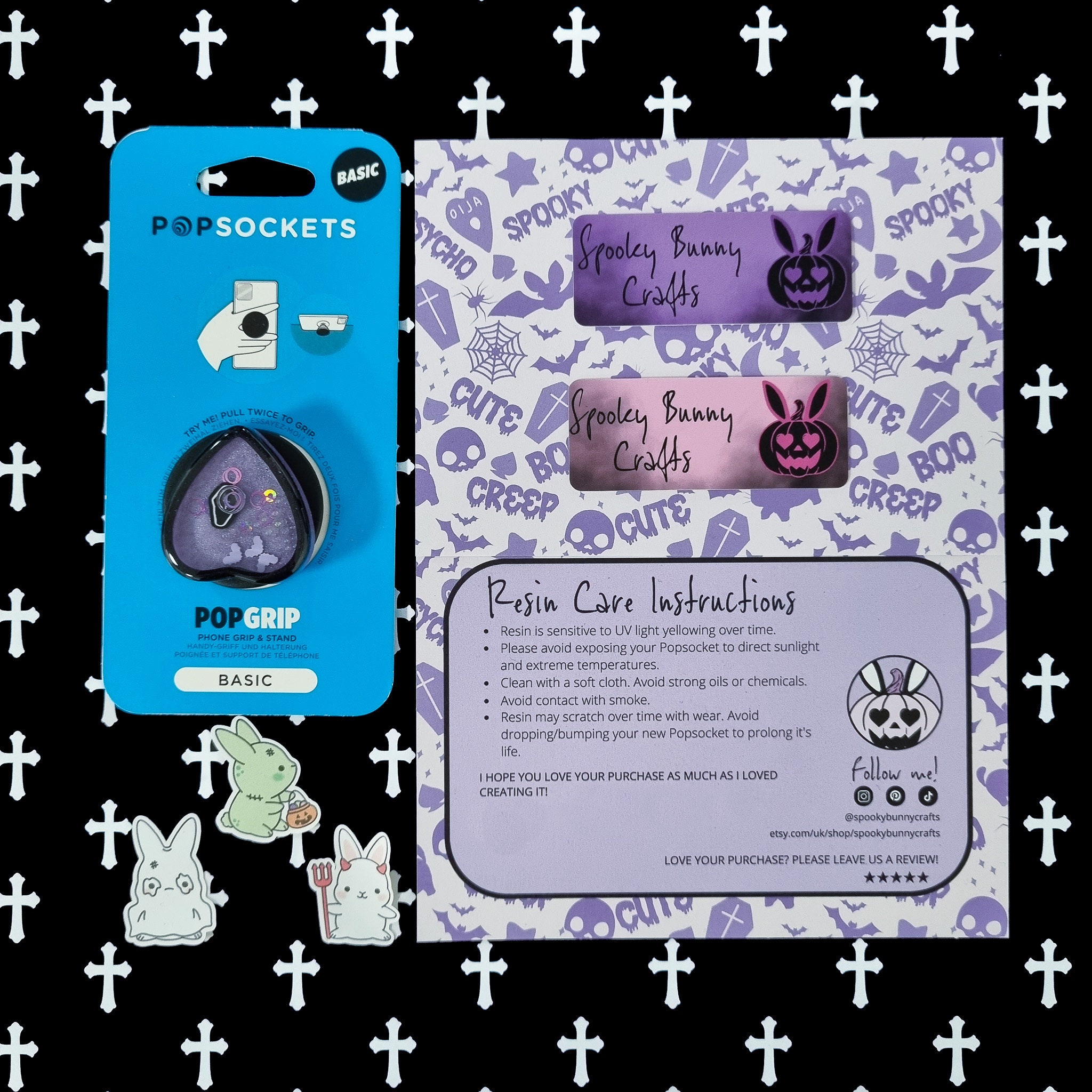 Pastel Goth Lilac and Black Resin Shaker Popsocket Bat Phone - Etsy