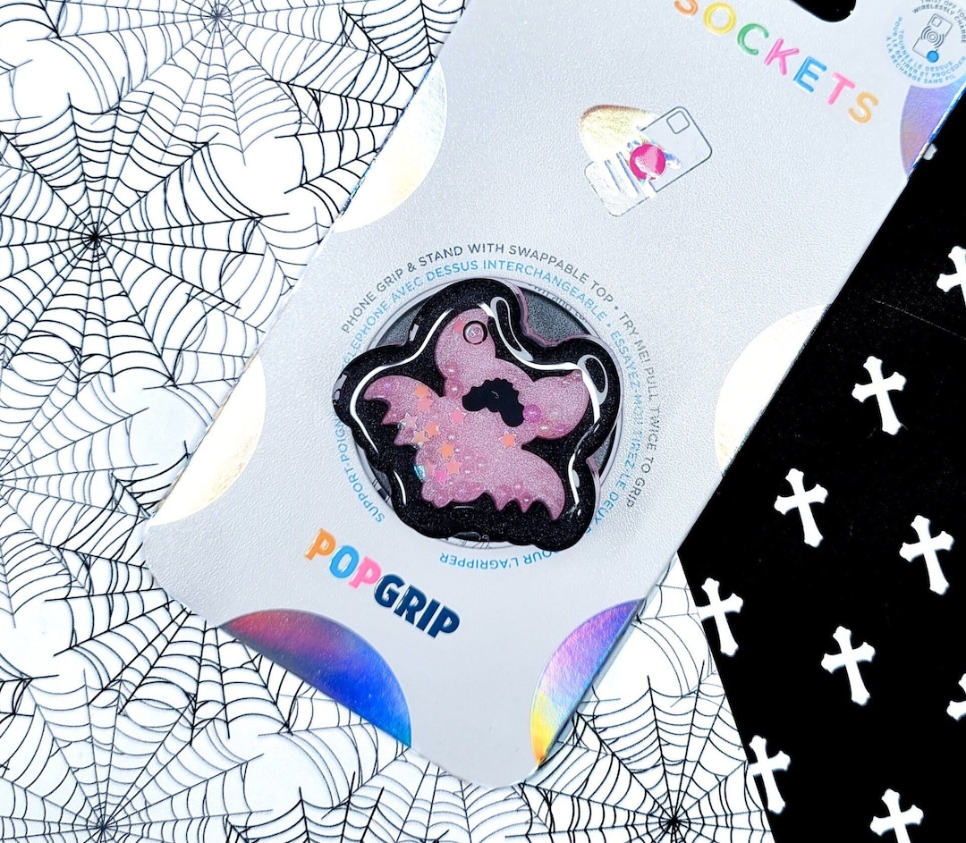 Pastel Goth Pink and Black Resin Shaker Popsocket, Bat Phone Grippie ...