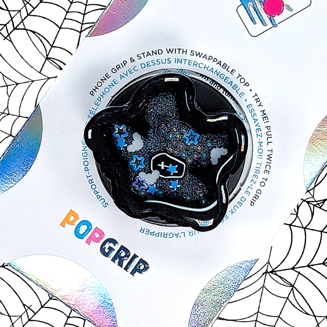 Goth Bat Resin Shaker Pop Socket: Iridescent Beads & Glow-in-dark Bats ...