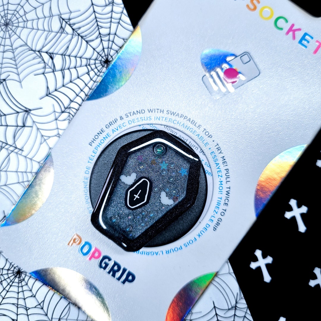 Gothic Coffin Shaker Phone Grip, Goth Resin Shaker Phone Holder, Spooky ...