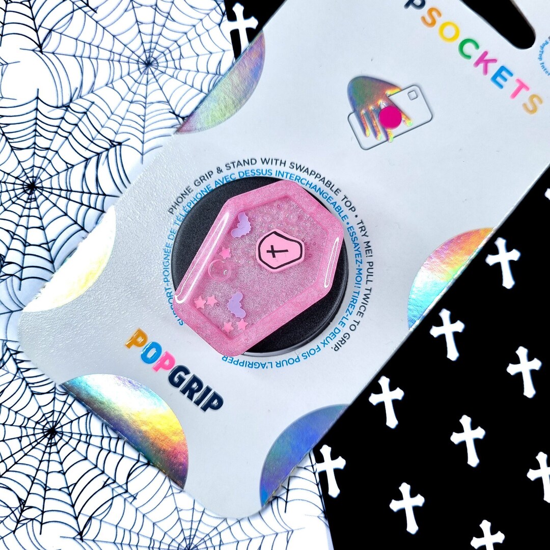 Pink Coffin Resin Shaker Popsocket, Goth Phone Grip for Phone Cases ...