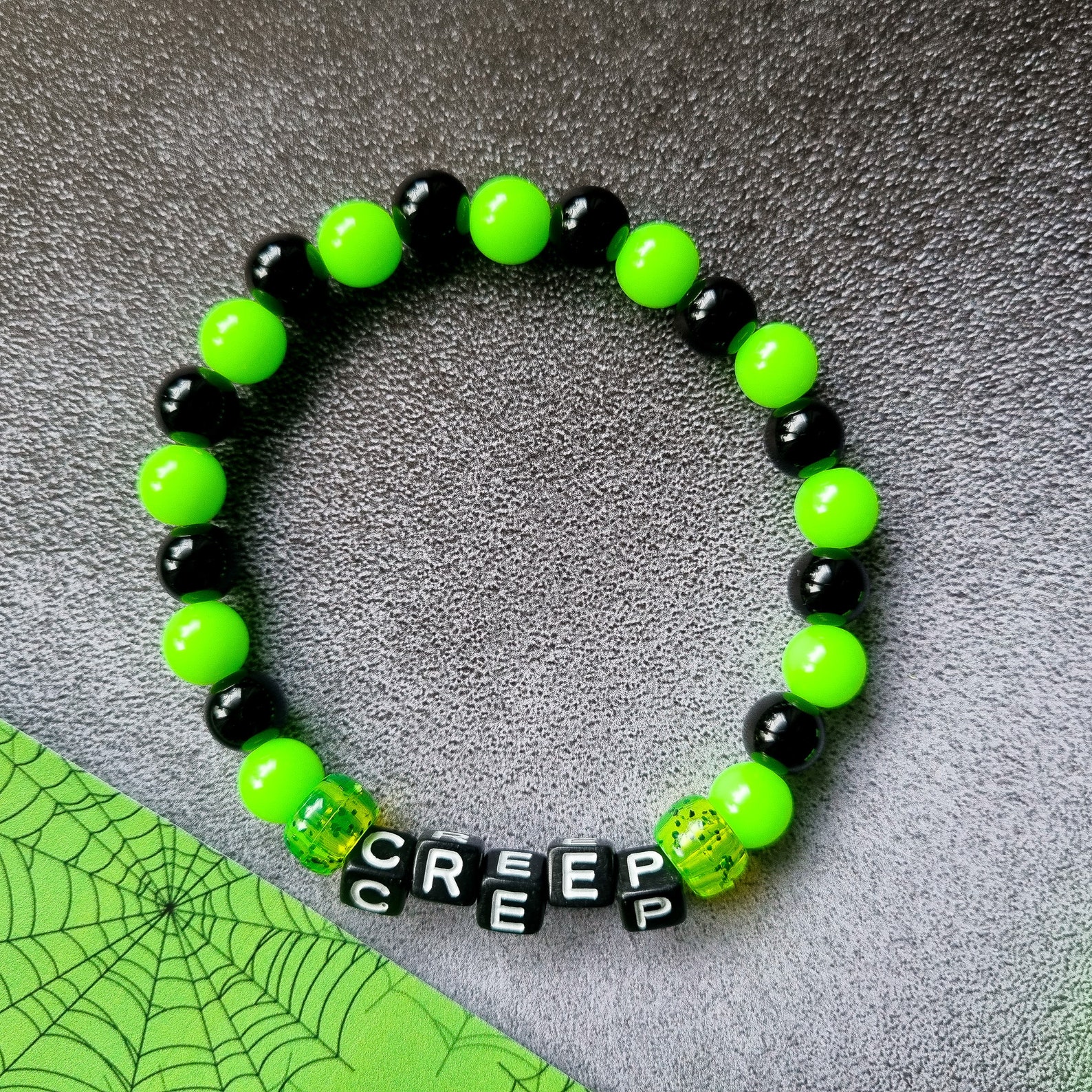 4-pack Black and Green 'creep' Goth Beaded Kandi - Etsy