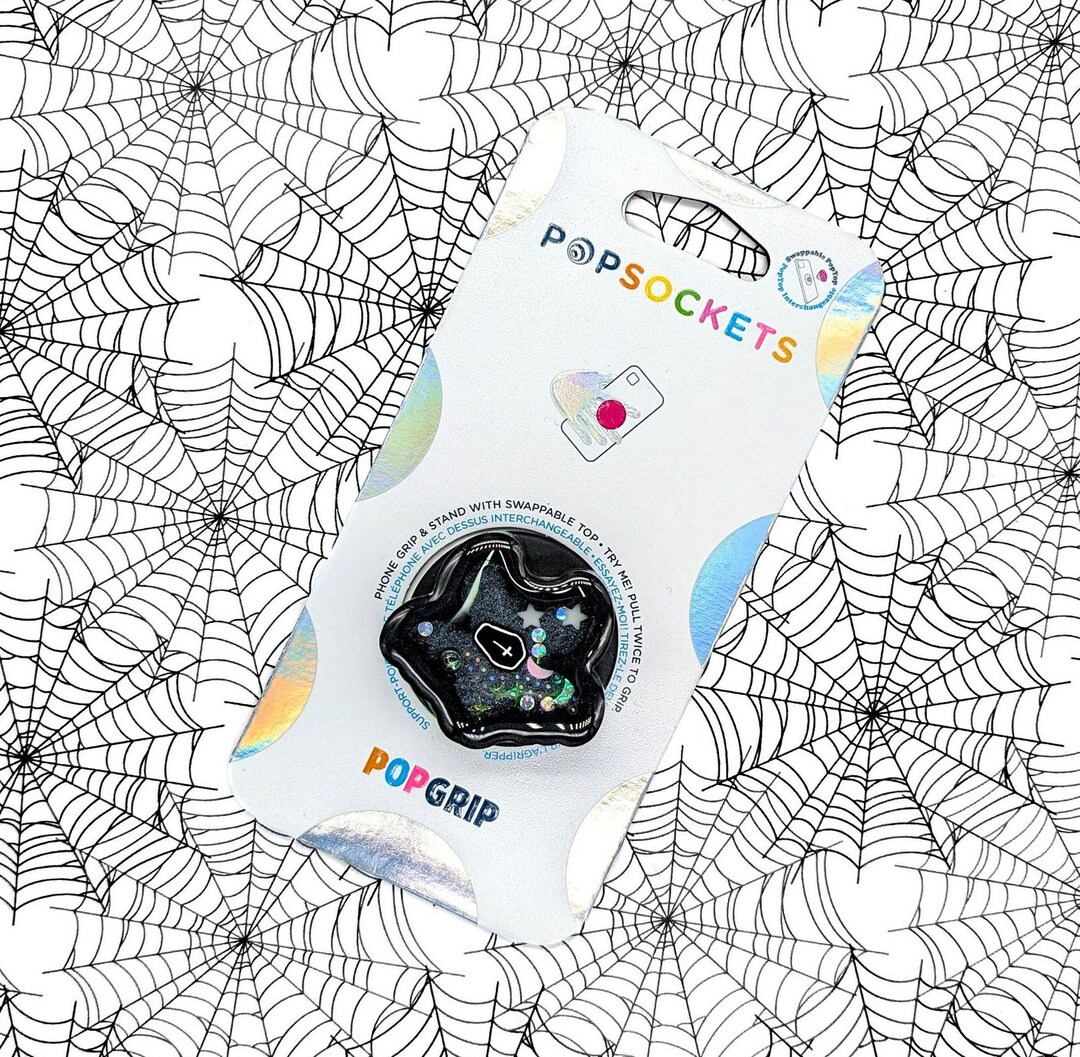 Gothic Grey and Black Resin Shaker Popsocket, Bat Phone Grippie, Resin ...