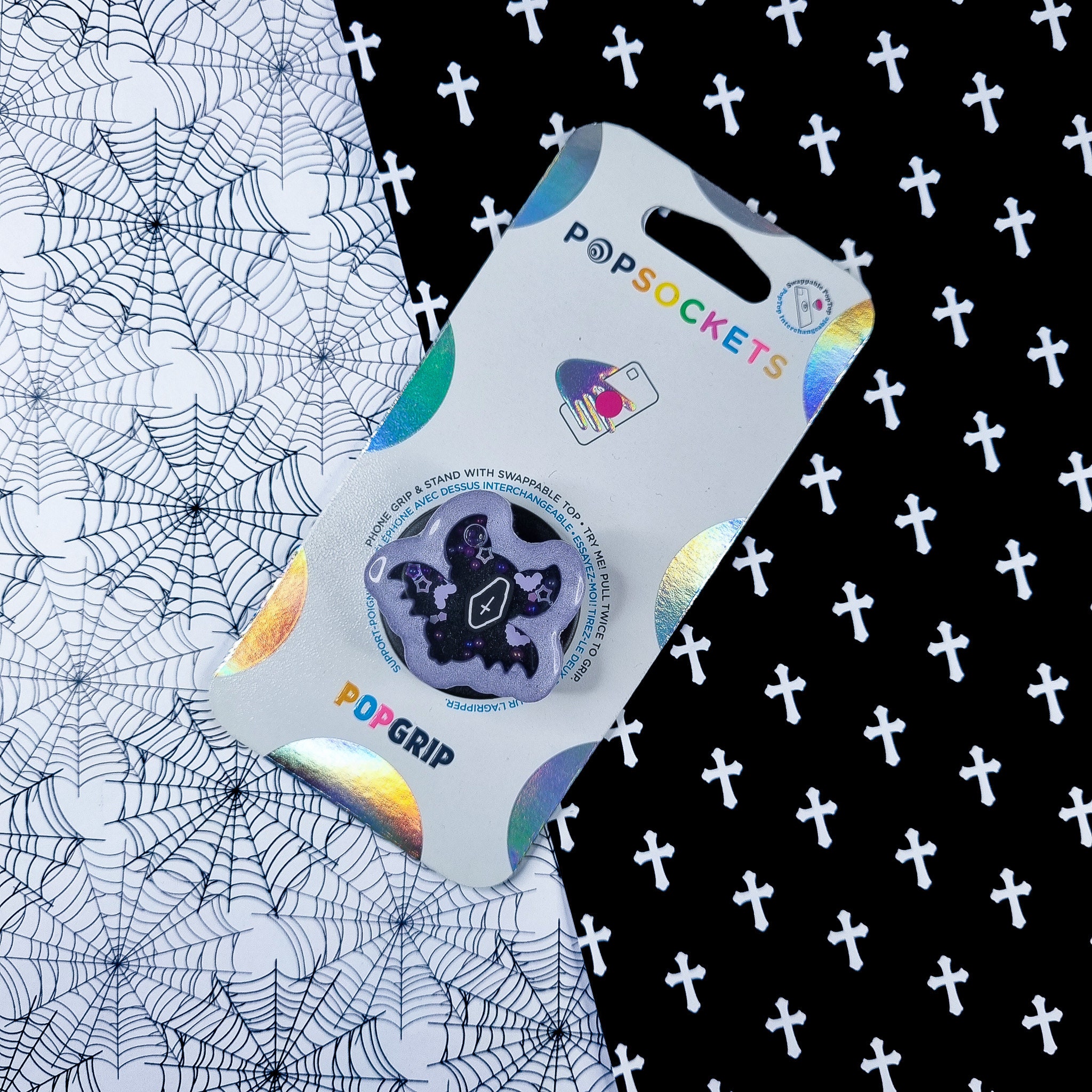 Pastel Goth Lilac and Black Resin Shaker Popsocket Bat Phone - Etsy