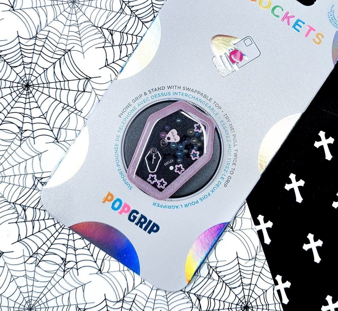 Pastel Goth Black Pink Coffin Resin Shaker Phone Grip, Goth Popsocket ...