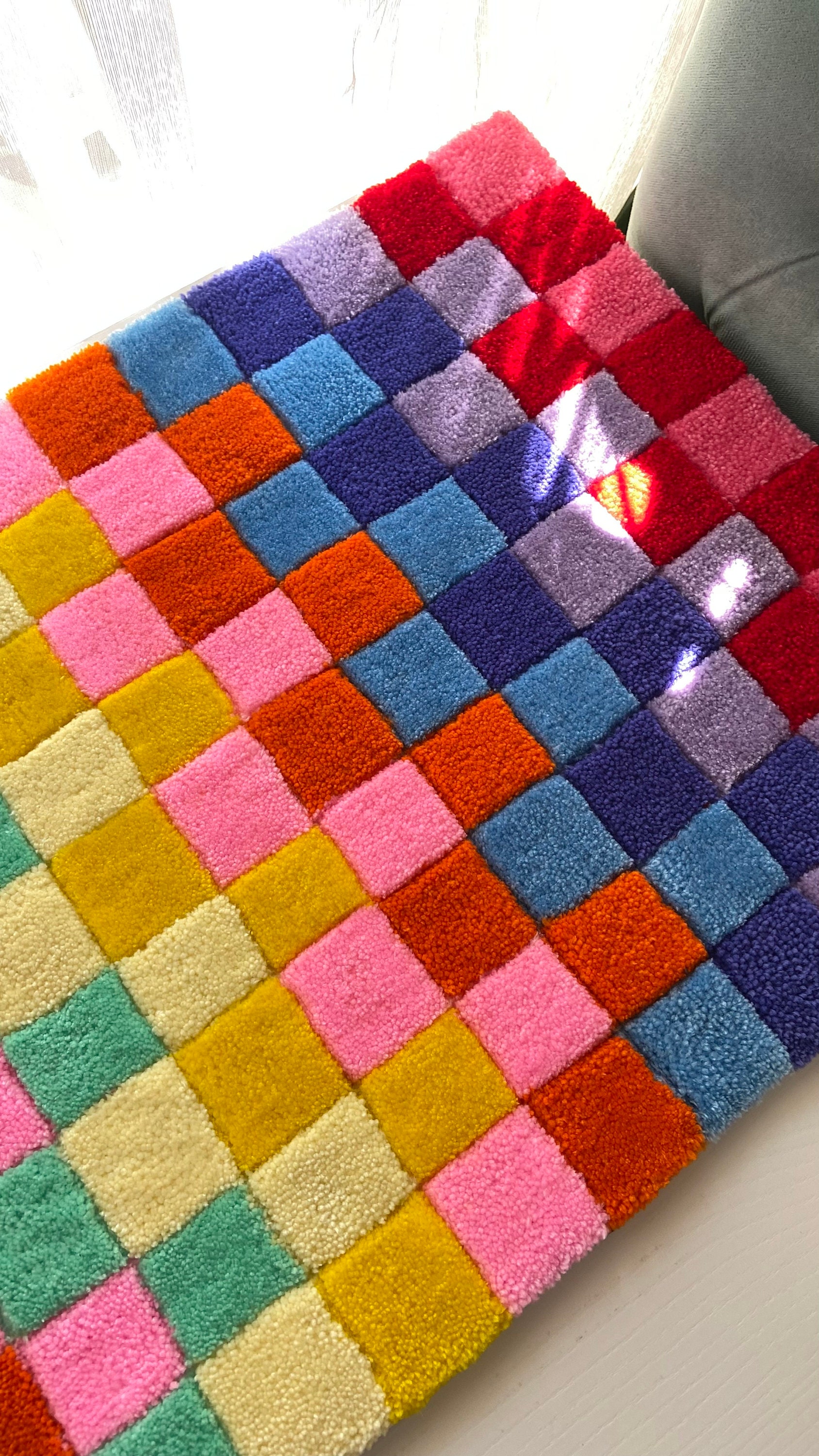 Geometric Patterns Tufted Rug I (100x50 Cm - 39x21 Inc) I %100 Handmade ...
