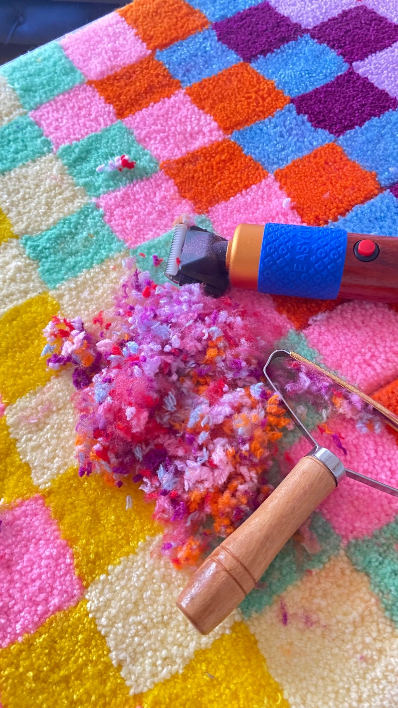 Geometric Patterns Tufted Rug I (100x50 Cm - 39x21 Inc) I %100 Handmade ...