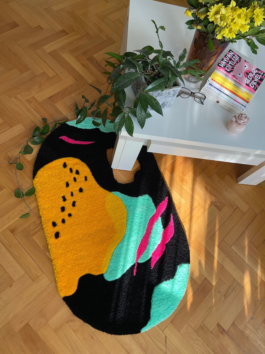 Colorful Abstract Tufted Rug, Tufting Rug, %100 Hand Tufted Rug, Tufted ...