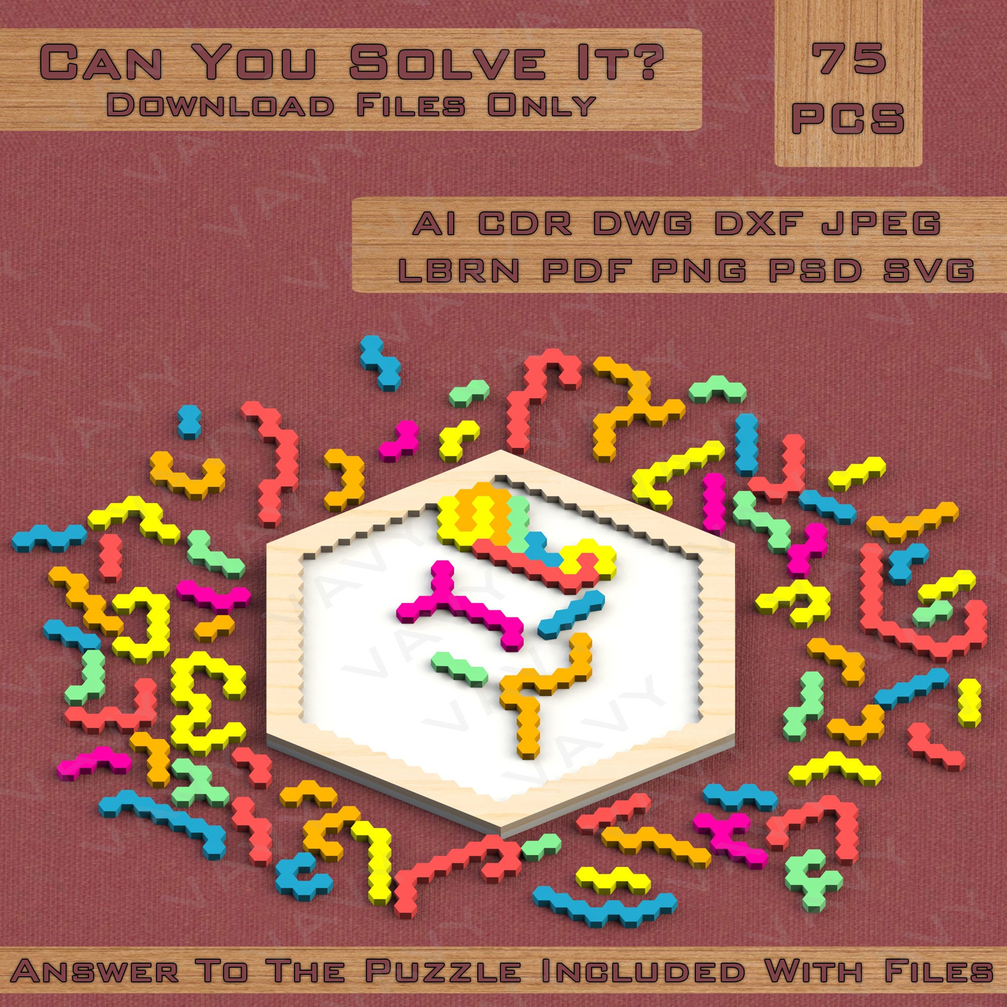 Hexagon Puzzle Game Digital File for CNC Glowforge Laser Cut - Etsy