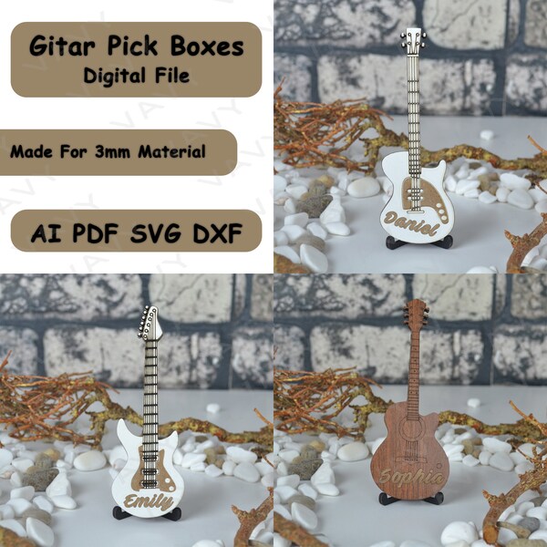 Guitar Pick Box Dxf - Etsy