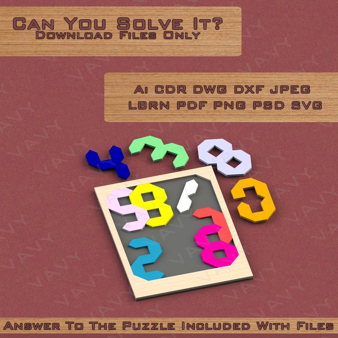 Number Puzzle Game Digital File for CNC Glowforge Laser Cut Template ...