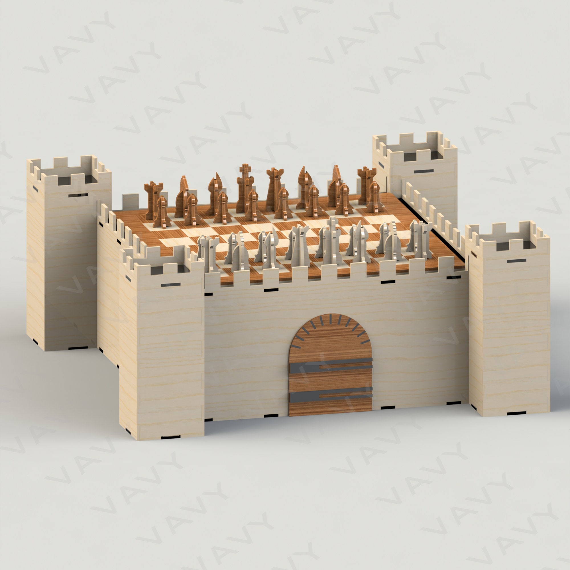 Chess With Castle Digital File for CNC Glowforge Laser Cut Template ...